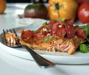 Bruschetta Topped Seasoned Grill Salmon Recipe | Morey's Fine Fish ...